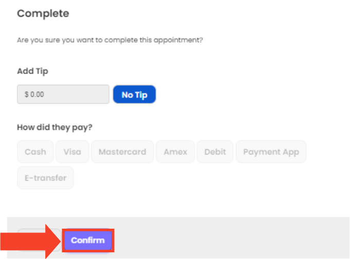 Complete Appointment in Online Calendar (with balance and with zero balance) – Cojilio Help Center