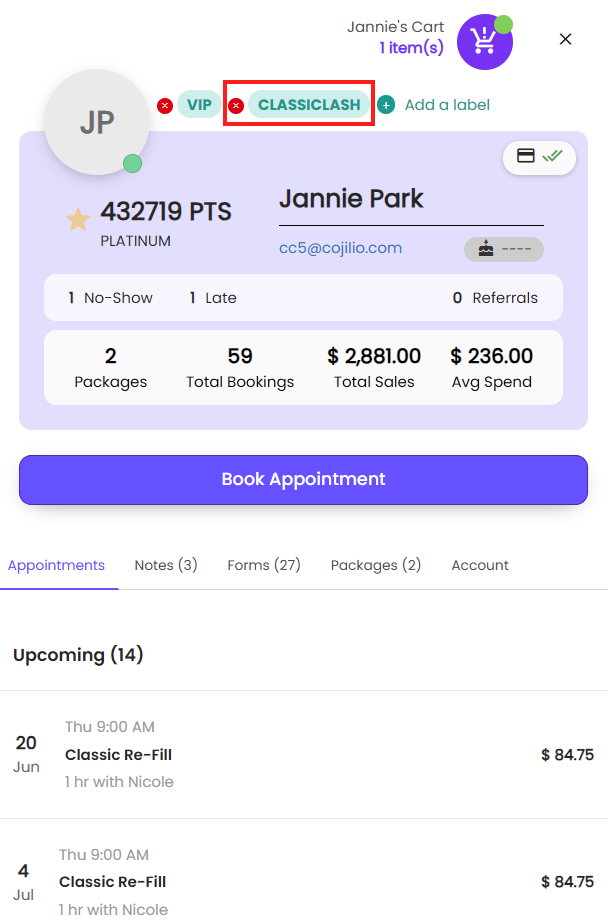 NEW! Client Labels in the Online Calendar (create/remove Client Labels ...